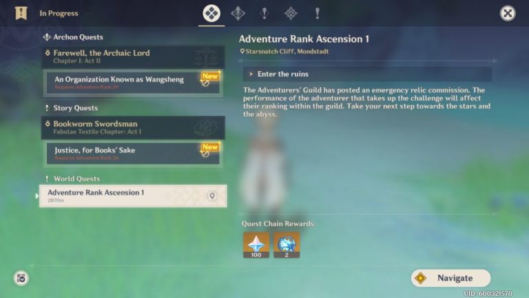 Genshin Impact: Adventure Rank Ascension 1 Walkthrough